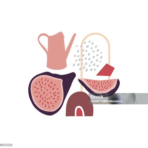 무화과 추상적 기하학적 요소 소셜 미디어 포스터 엽서 인쇄를위한 모양으로 추상적 인 정물 손으로 그린 0명에 대한 스톡 벡터 아트 및 기타 이미지 Istock