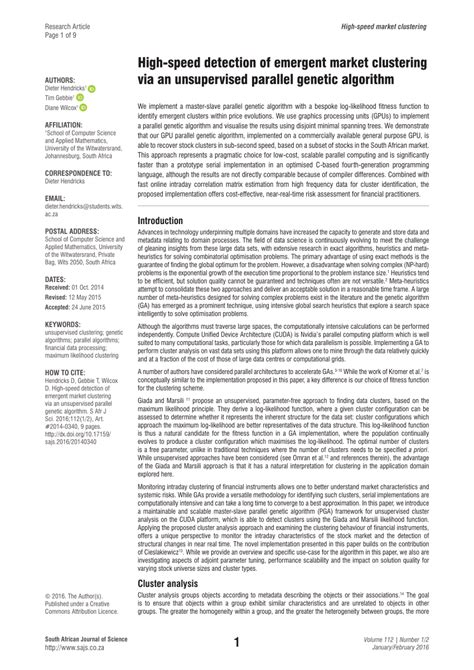 Pdf High Speed Detection Of Emergent Market Clustering Via An
