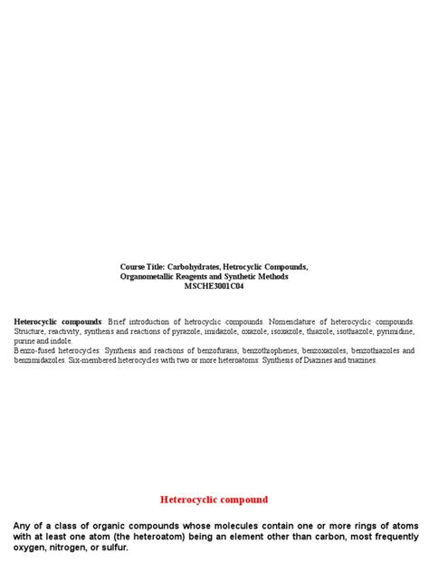 Hetrocyclic Chemistry Pdf Heterocyclic Compound Chemical Reactions