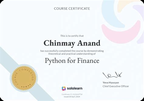chinmay anand on linkedin pythonforfinance dataanalysis financialanalytics sololearncertified