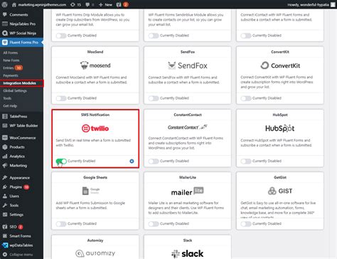 Twilio Integration With Wordpress Form Builder Fluent Forms