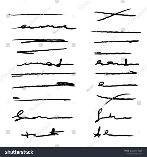 Strikethrough Signatures Lines Isolated Set Underline Stock Vector Royalty Free 2251343215
