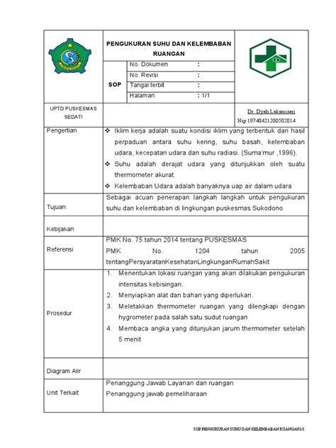 Sop Suhu Dan Kelembaban Ruangan Pdf