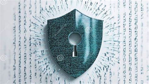 digital shield protecting data with binary code background stock image
