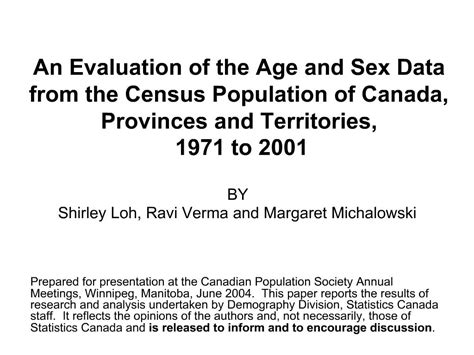 Ppt An Evaluation Of The Age And Sex Data From The Census Population