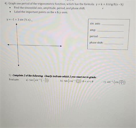 Solved 4 Graph One Period Of The Trigonometric Function
