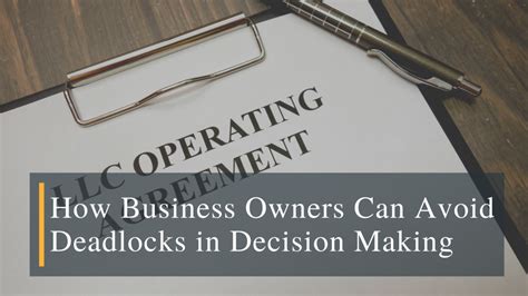 How Business Owners Can Avoid Deadlocks In Decision Making Stross Law