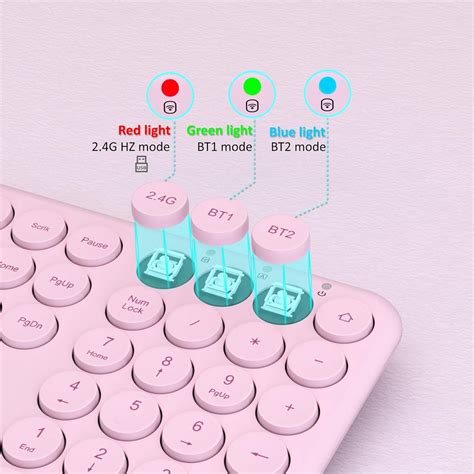 UBOTIE Wireless Pink Keyboard Bluetooth 2 4GHz Dural Mode Connection Scissor Switches Slim Quiet