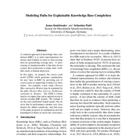 Modeling Paths For Explainable Knowledge Base Completion Acl Anthology