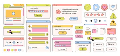90s Retro Vaporwave Old Desktop User Interface Elements Cute Nostalgic Computer Ui Vintage