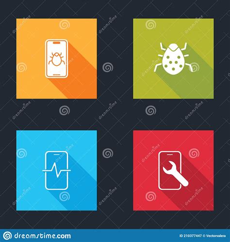 Set System Bug On Mobile Phone Repair Service And Mobile Icon