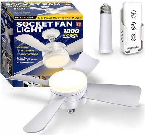 Amazon Com Socket Fan Light Original Warm Light Ceiling Fans With Lights And Remote With