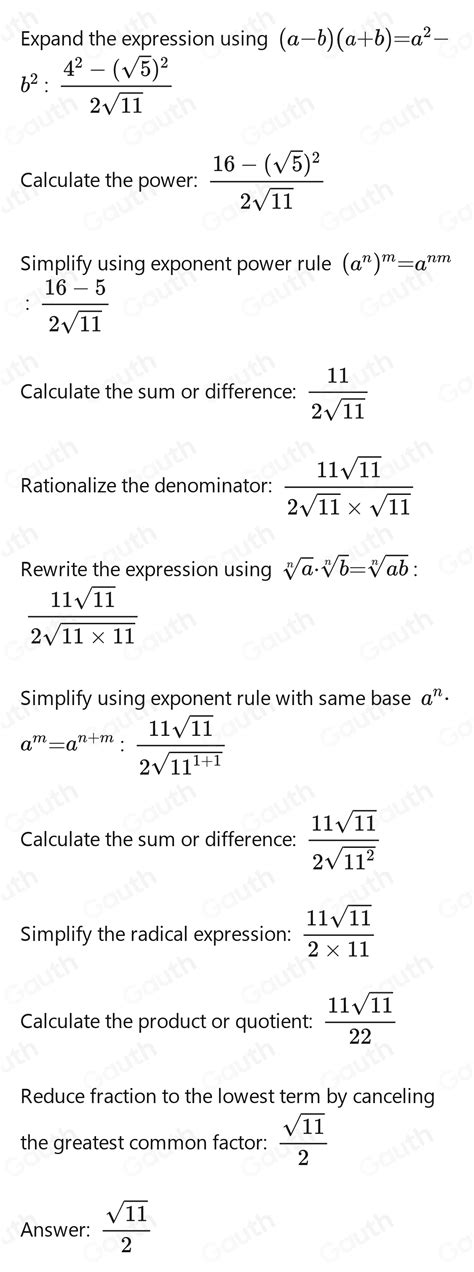 Solved Write 4 Sqrt54sqrt52sqrt11 In The Form Sqrtab Where A And B Are Integ