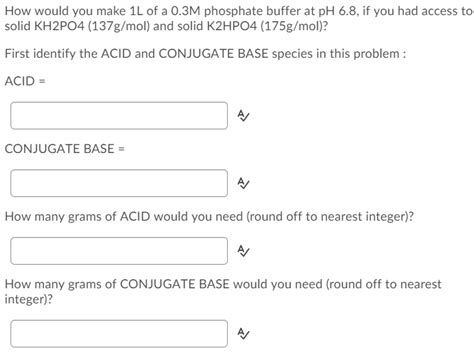 Solved How Would You Make 1l Of A 03m Phosphate Buffer At