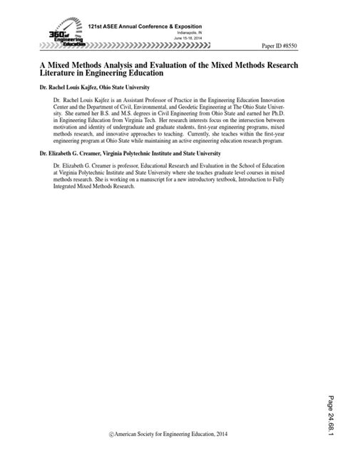 A Mixed Methods Analysis And Evaluation Of The Mixed Methods Research Literature In Engineering