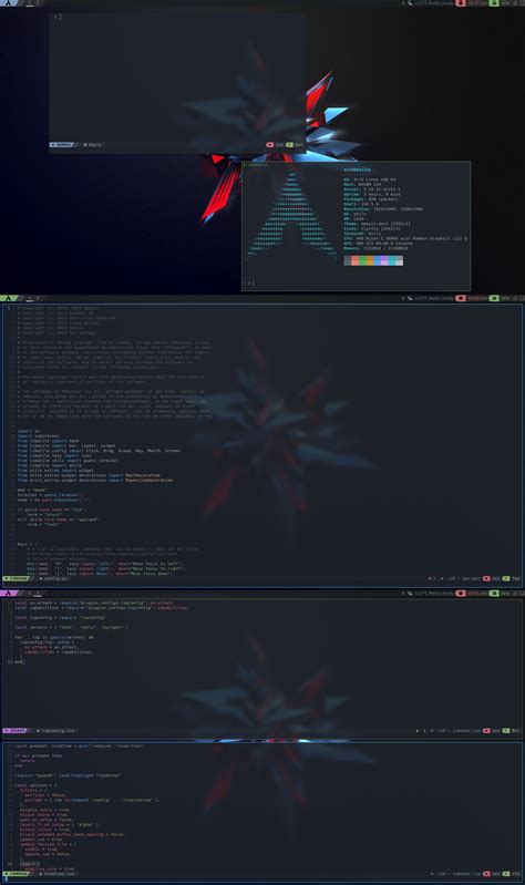 [qtile] First Rice Inspired By Nvchads Default Theme In Neovim The Arch Tag On Top Left