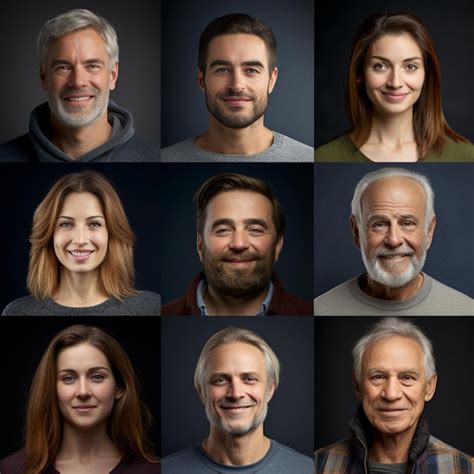 Una Serie De Fotografías De Personas Con Diferentes Rostros Foto Premium