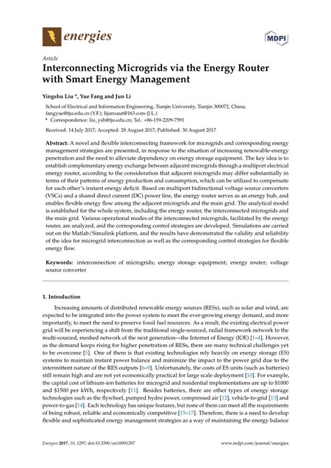 Pdf Interconnecting Microgrids Via The Energy Router With Smart
