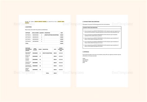 Software Quotation Template In Word Apple Pages