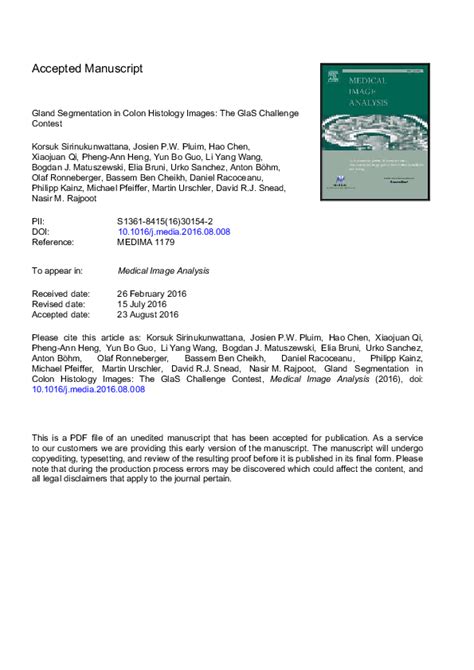 pdf gland segmentation in colon histology images the glas challenge