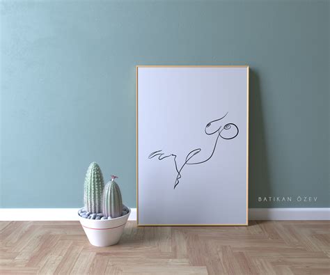 Minimalist Erotic Single Line Art Print Sex Scene Wall Poster Romantic Couple In Love Drawing