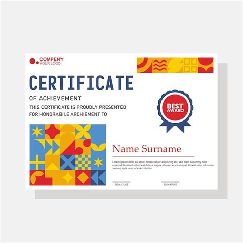 현대 인증서 템플릿 프리미엄 벡터