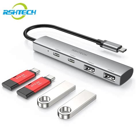 RSHTECH RX05 USB C Hub 4 IN 1 High Speed 10Gbps USB3 1 Type C Multi USB Splitter Adapter For