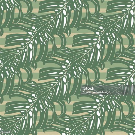 녹색 몬스터 추상 적 단풍 매끄러운 패턴 낙서는 줄무늬 배경에 장식을 떠난다 고풍스런에 대한 스톡 벡터 아트 및 기타 이미지 고풍스런 그리기 꽃 식물 Istock