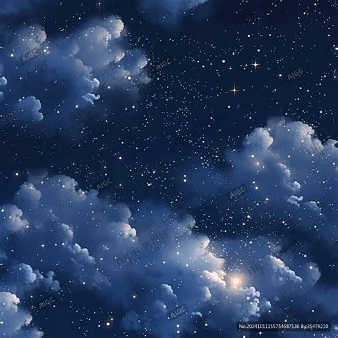 Ai创作图星空星星云彩 星空背景星空天顶贴 手绘水晶夜空效果 夜空星星插画 星空天顶画 蓝色星空夜空贴图 原创蓝色星空手绘背景 云朵星空 蓝天