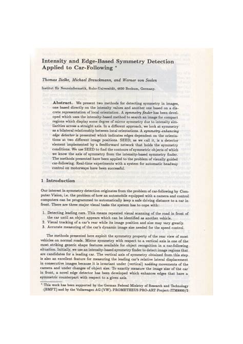 Pdf Intensity And Edge Based Symmetry Detection Applied To Car Following