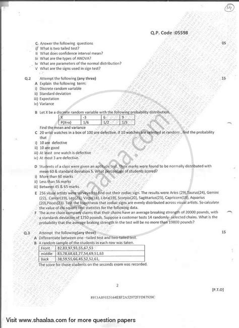 Statistical Methods And Testing Of Hypothesis 2017 2018 Bsc Computer Science Semester 2 Fybsc