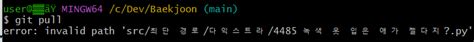 Git Git Pull Error Invalid Path Invalid Argument — 개발자취🌱