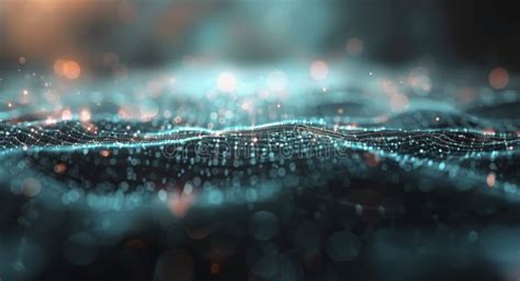 Digital Wave Representation With Glowing Particles Over A Dark Background Stock Image Image Of