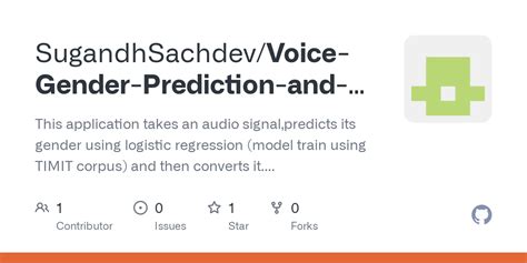 Github Sugandhsachdevvoice Gender Prediction And Conversion This