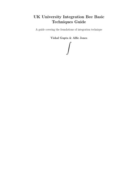 Uk University Integration Bee Techniques Guide Pdf Trigonometric
