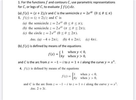 Solved For The Functions F And Contours C Use Parametric Chegg