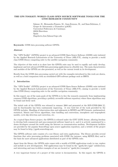 PDF The GPS Toolkit World Class Open Source Software Tools For The GNSS Research Community