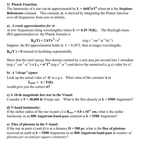 1] planck function the luminosity of a star can be