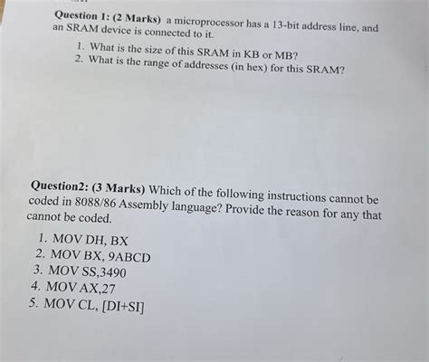Solved Question 1 2 ﻿marks ﻿a Microprocessor Has A 13 Bit