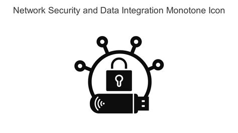 network security and data integration monotone icon in powerpoint pptx