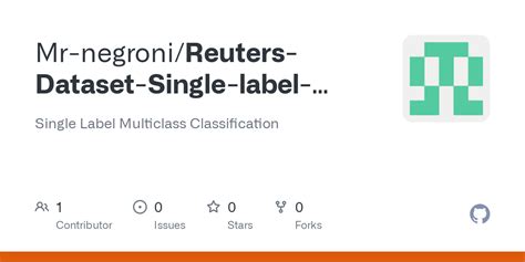 GitHub Mr Negroni Reuters Dataset Single Label Multiclass Classification Single Label
