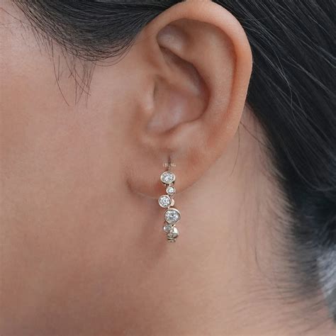 Round Lab Diamond Bezel Set Hoop Earrings Ibling Jewels