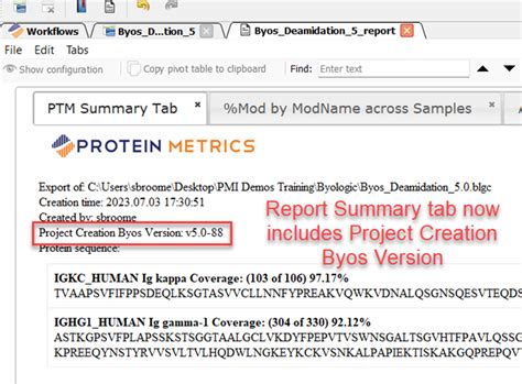 Checking And Reporting The Project Creation Byos Version Protein Metrics