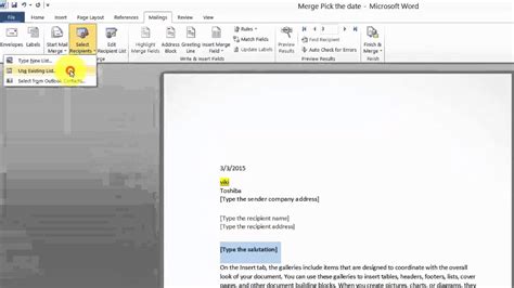 Mail Merge Data From Multiple Columns From Excel Into Word