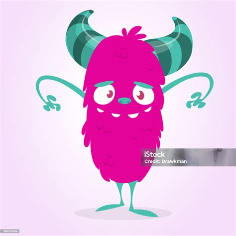귀여운 만화 모피 괴물입니다 할로윈에 대 한 핑크 괴물 캐릭터의 벡터 일러스트 레이 션 갈고리 발톱에 대한 스톡 벡터 아트 및 기타 이미지 갈고리 발톱 공포 무서움