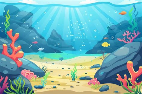 Морской фон мультфильма Премиум Ai сгенерированный вектор