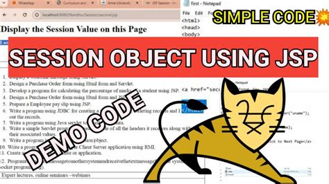 Write A Program In Jsp By Using Session Object Jsp Session Object Session Object Using Jsp