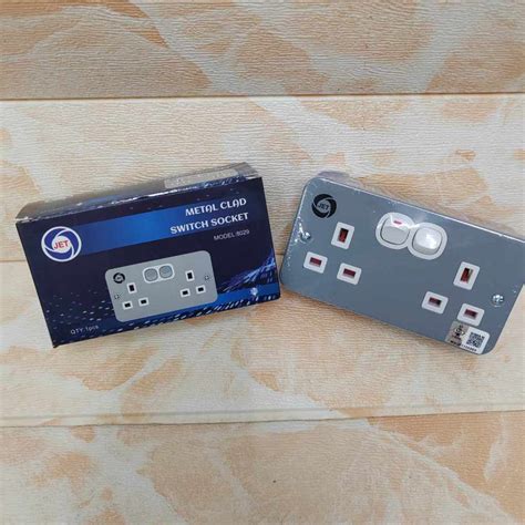 Double Socket JET 13A Metal Clad Switch Socket Outlet JET 8029 Solid Heavy Duty Plug Socket