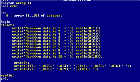 Contoh Program Array 1 Dimensi Terlengkap