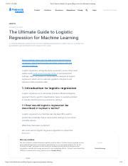 A Beginner S Guide To Logistic Regression For Machine Learning Course Hero